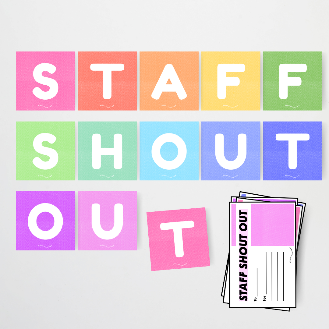 Staff Shout Out Bulletin Board: Free Template - Rainbow Classroom Decor ...