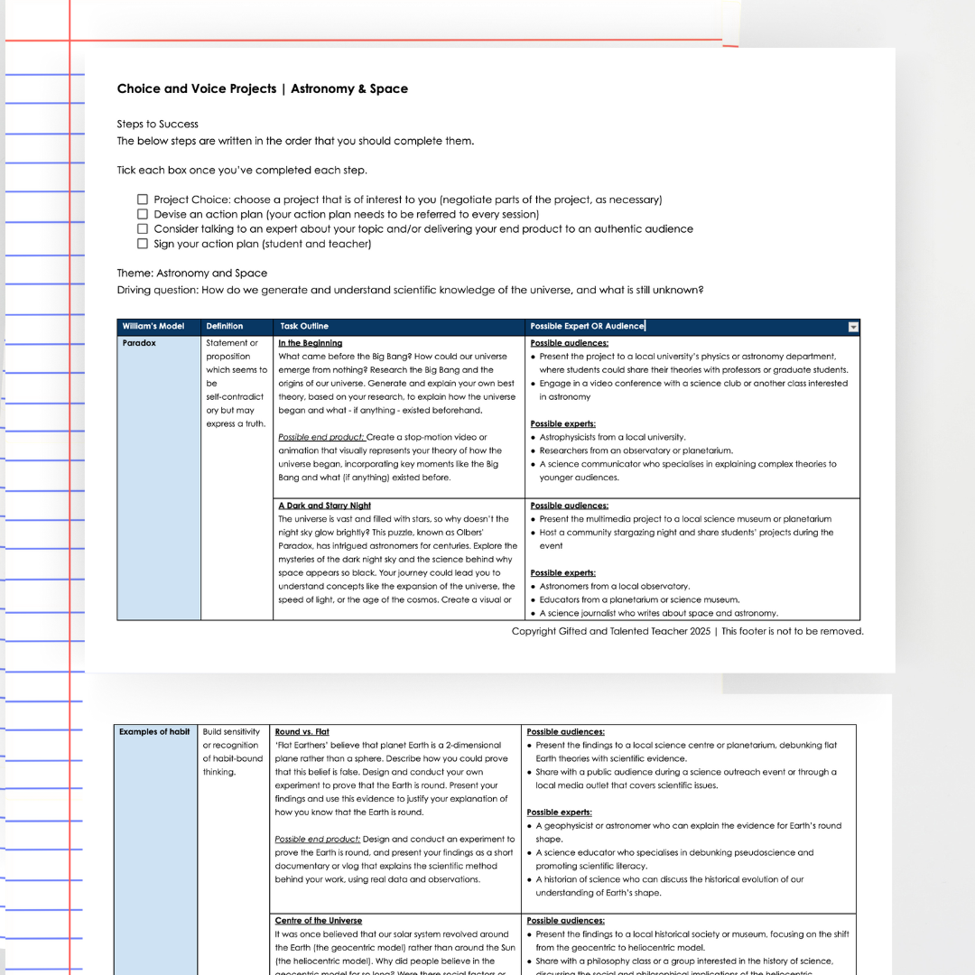 Choice and Voice: Astronomy and Space - Gifted Learner Projects ...