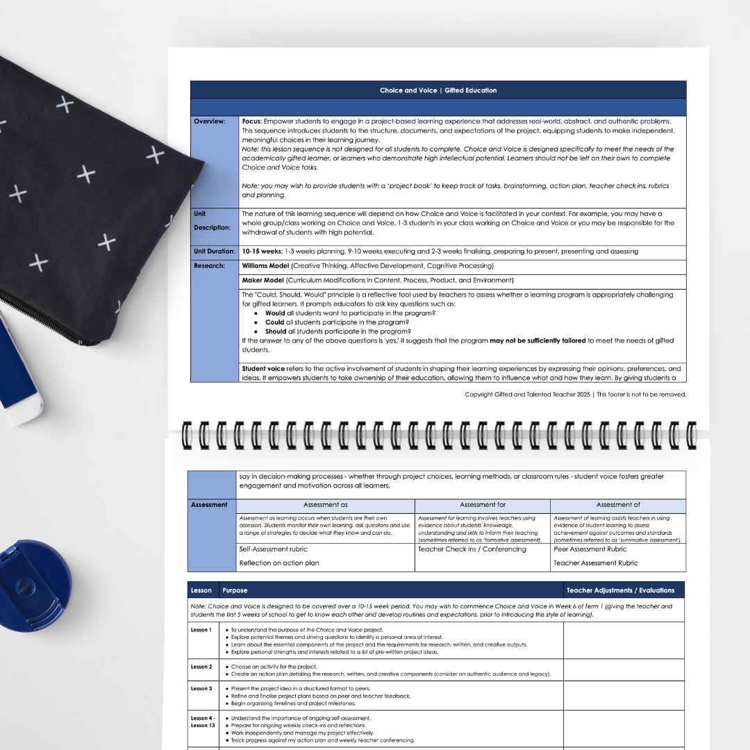 Choice and Voice: Learning Sequence | Gifted and Talented Teacher ...