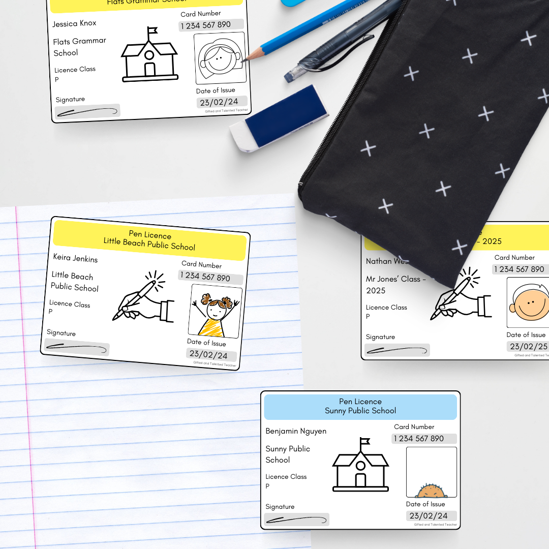 Back to School - Pen Licence Editable Template Free Teacher Resource