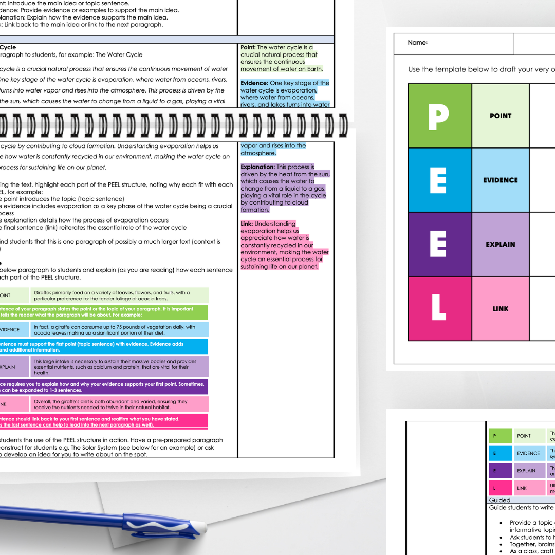 PEEL Paragraph Structure Bundle | Informative Purposes | Gifted and ...