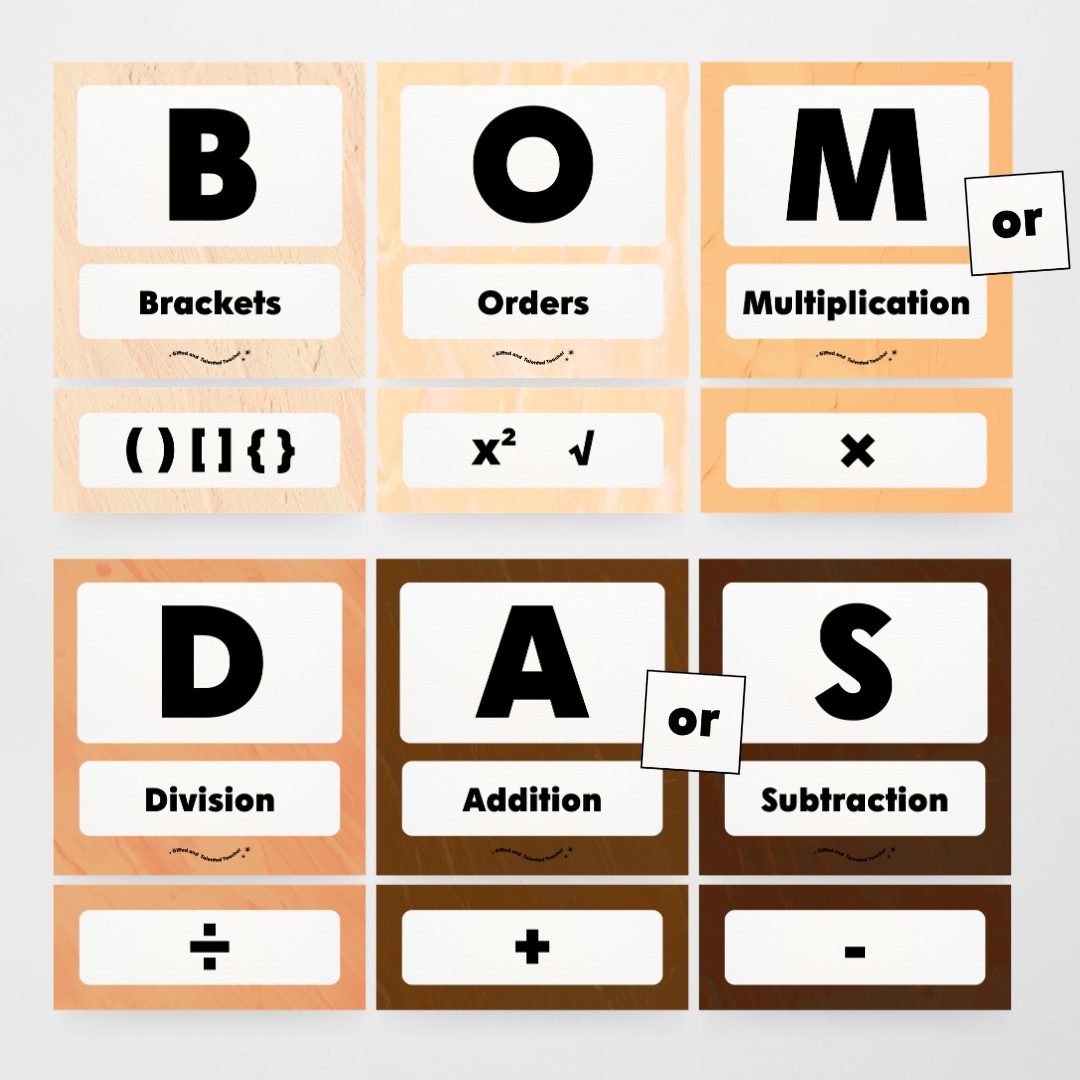 BOMDAS Order of Operations - Neutral Maths Teaching Resource