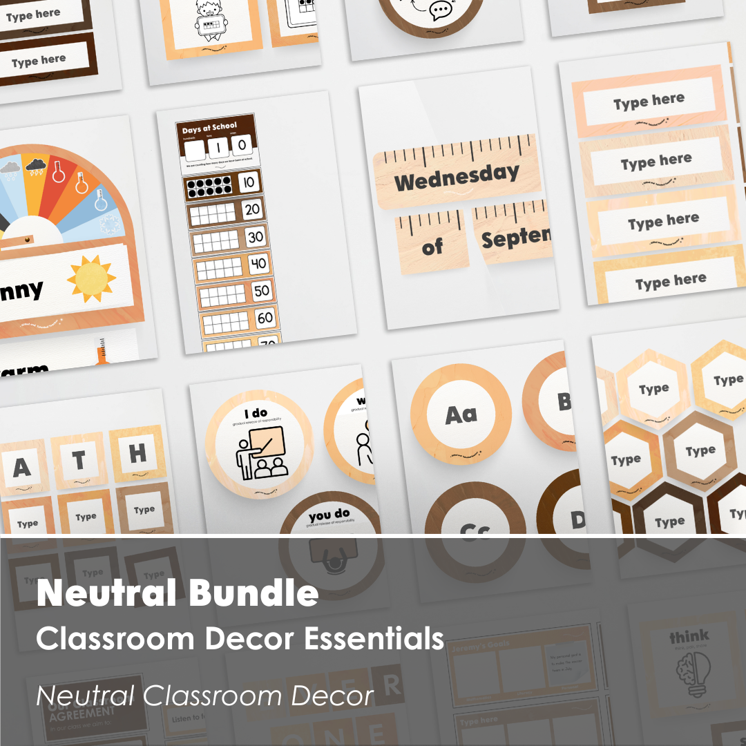 Neutral Themed Classroom Decor Bundle and Teaching Resources