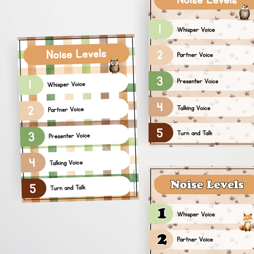 Noise Levels - Woodland Classroom Decor | Gifted and Talented Teacher ...