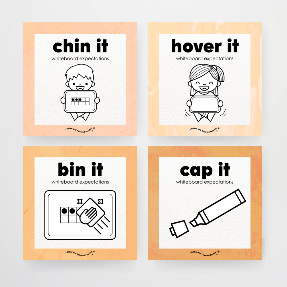 Mini Whiteboard Expectations, Prompts and Cues: Square Icons - Neutral ...