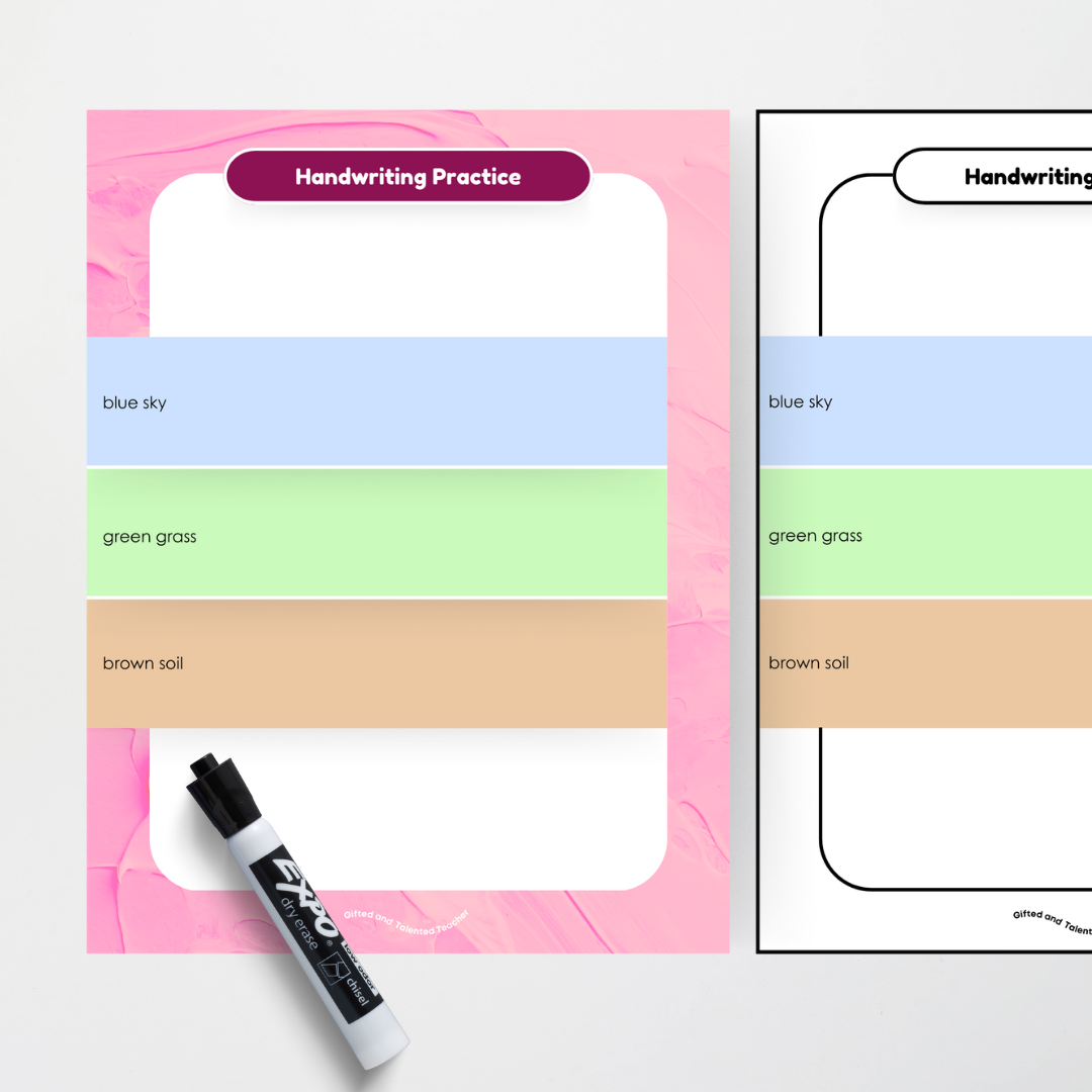 Sky, Grass, Soil Handwriting Practice Mats | Gifted and Talented ...