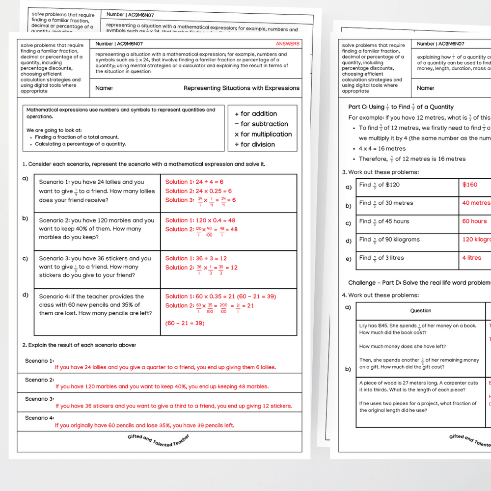 Number Bundle - Year 6 Australian Curriculum | Gifted and Talented ...