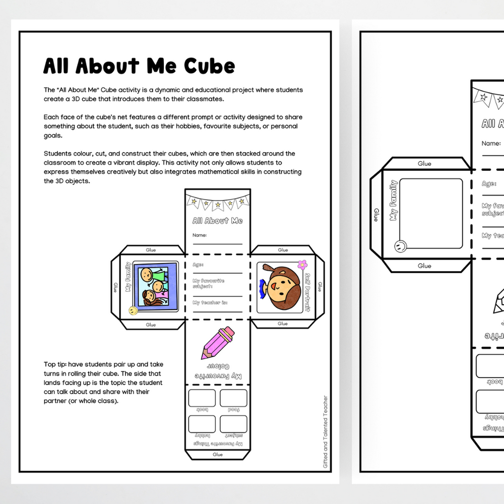 Back to School - All About Me: Cube | Printable Teaching Resources