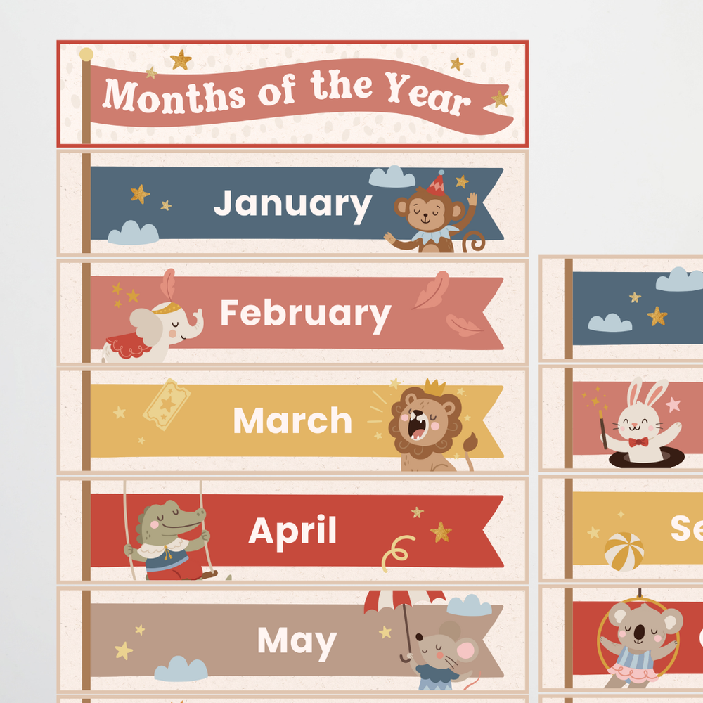 Months of the Year - Little Circus Classroom Decor | Teacher Resource
