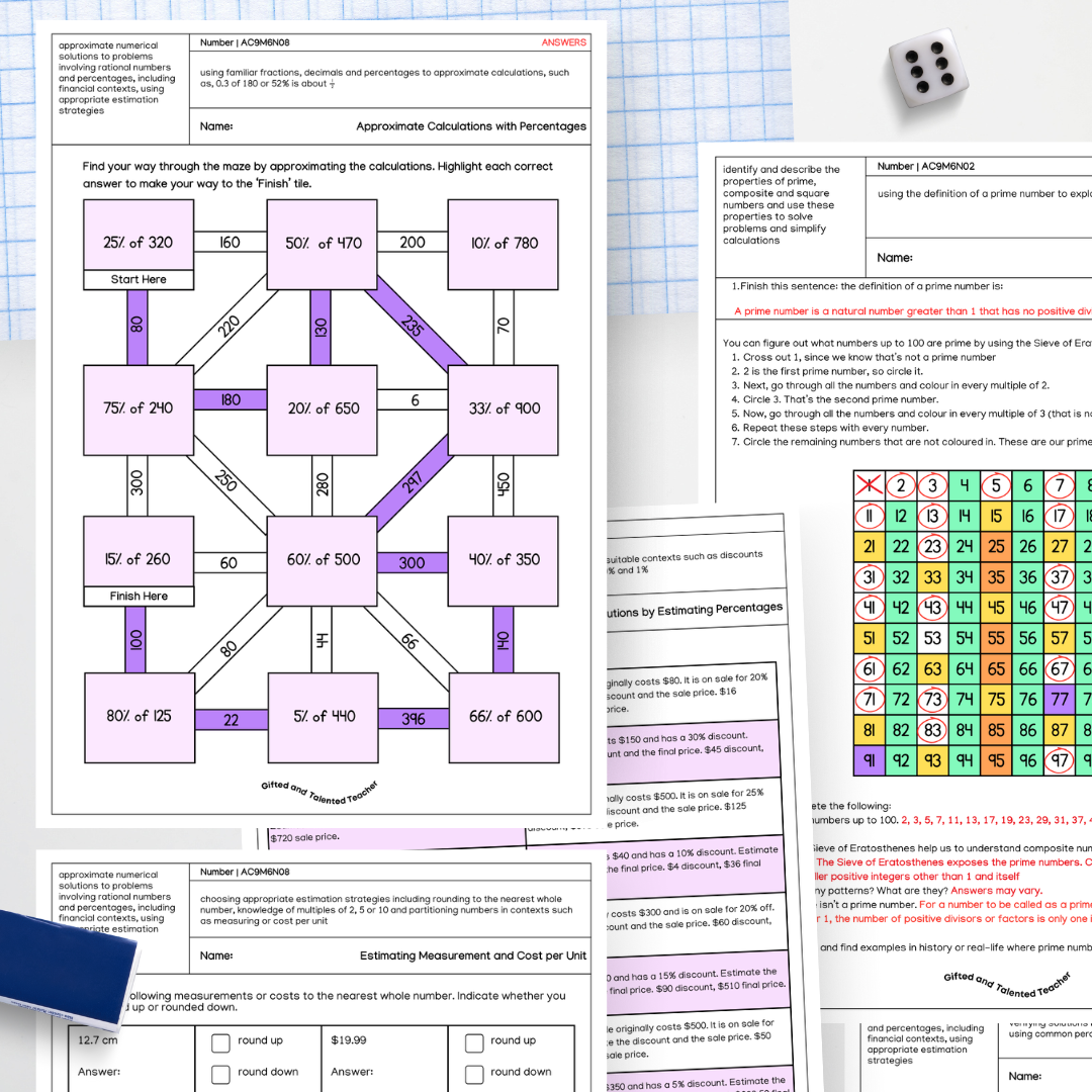 Number Bundle - Year 6 Australian Curriculum | Gifted and Talented ...