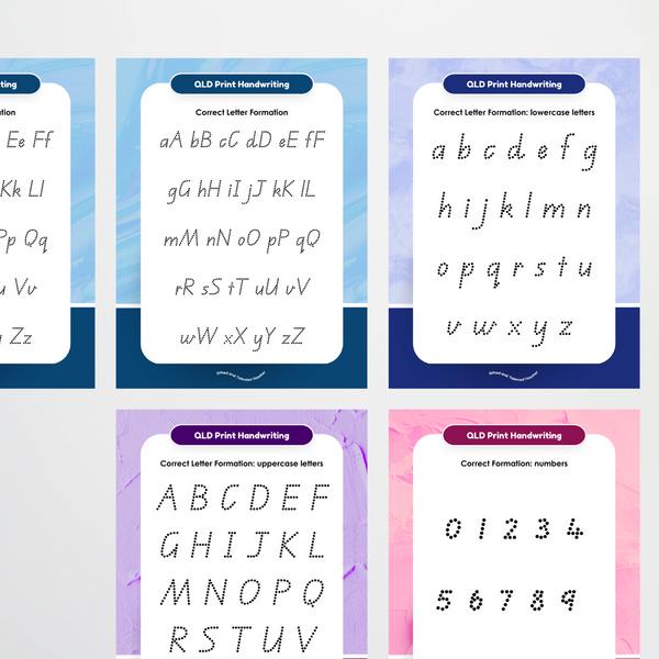 Queensland Beginner Font Handwriting Tracing Mats - Rainbow | Gifted ...