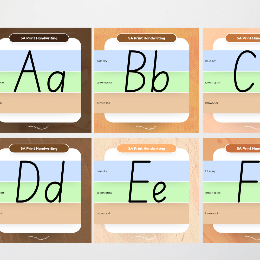 South Australian Print Font: Sky, Grass, Soil Handwriting Posters ...