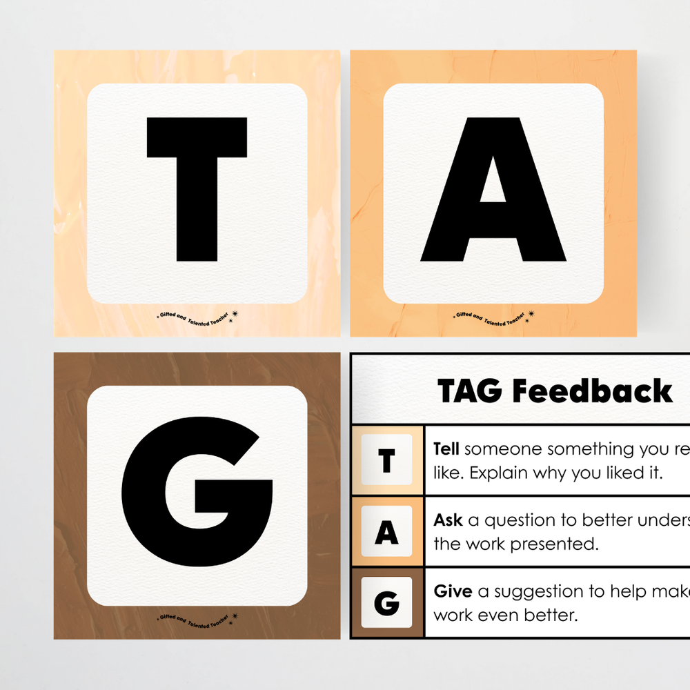 TAG Peer Feedback - Neutral Classroom Decor | Teaching Resources