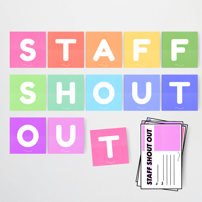 Staff Shout Out Bulletin Board: Template - Rainbow Classroom Decor