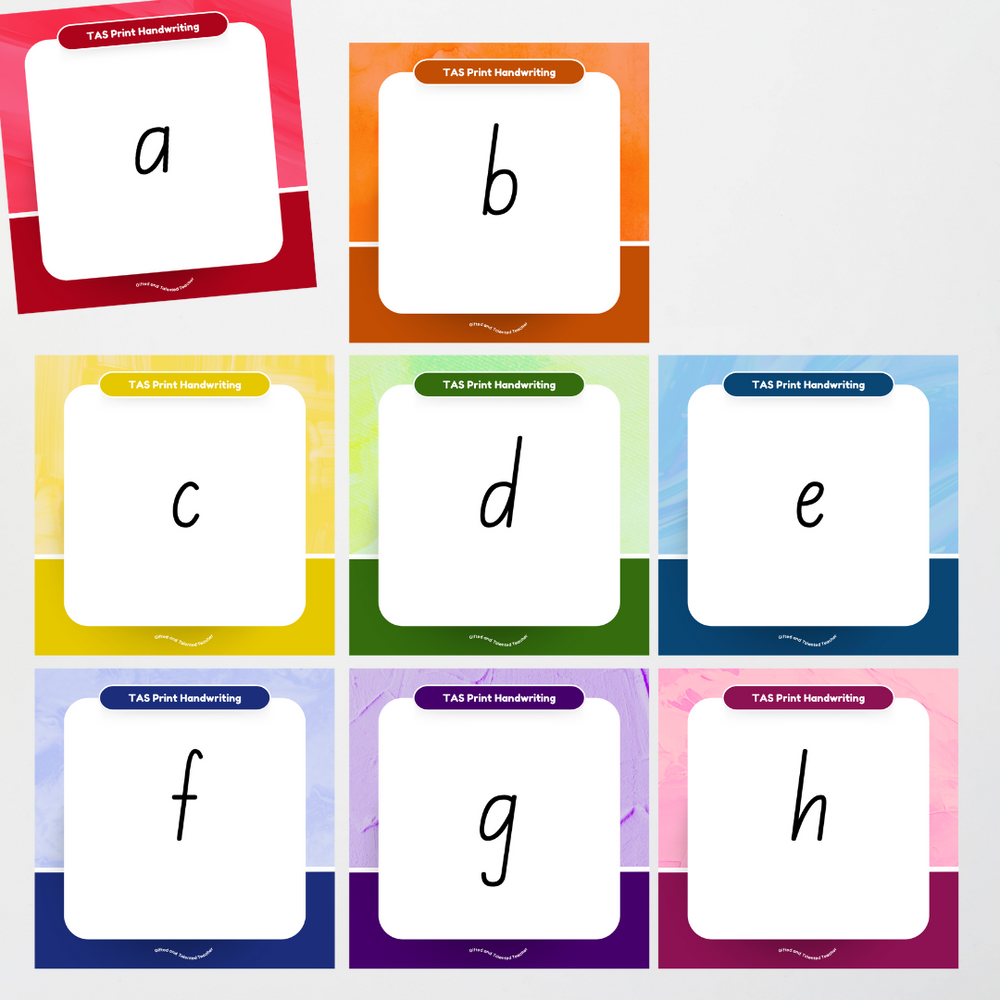Tasmanian Print Font: Unlined Handwriting Posters - Rainbow