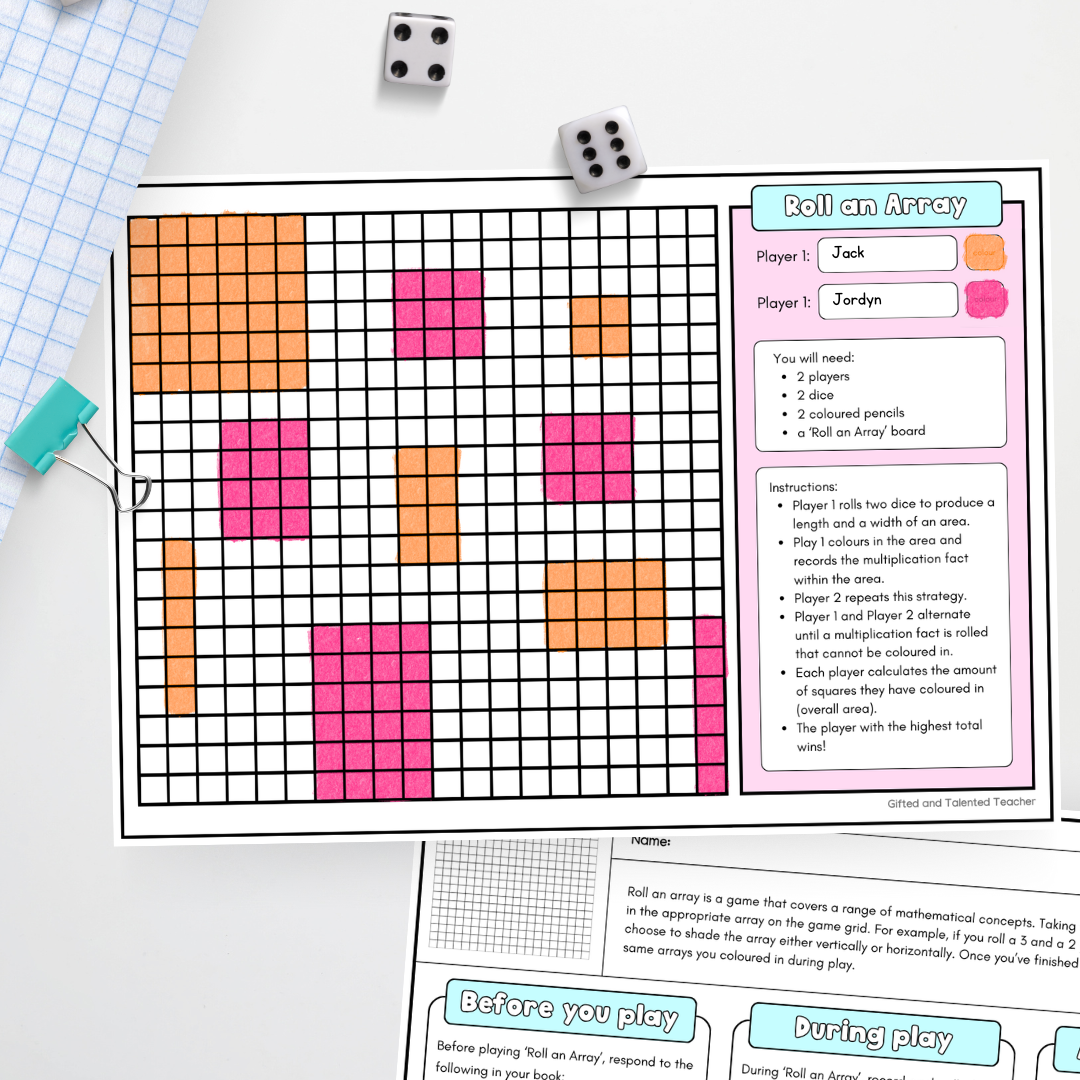 Roll an Array: Bonus Extension Activities | Gifted and Talented Teacher ...