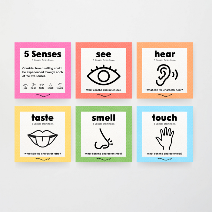 5 Senses Brainstorm Posters - Rainbow Classroom Decor Teacher Resource