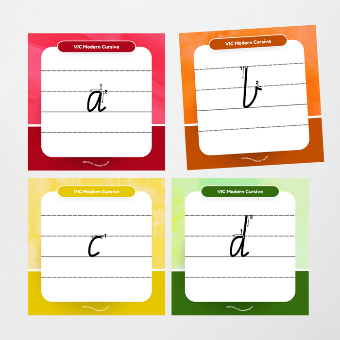 Victorian Modern Cursive Font: Lined Handwriting Posters - Rainbow