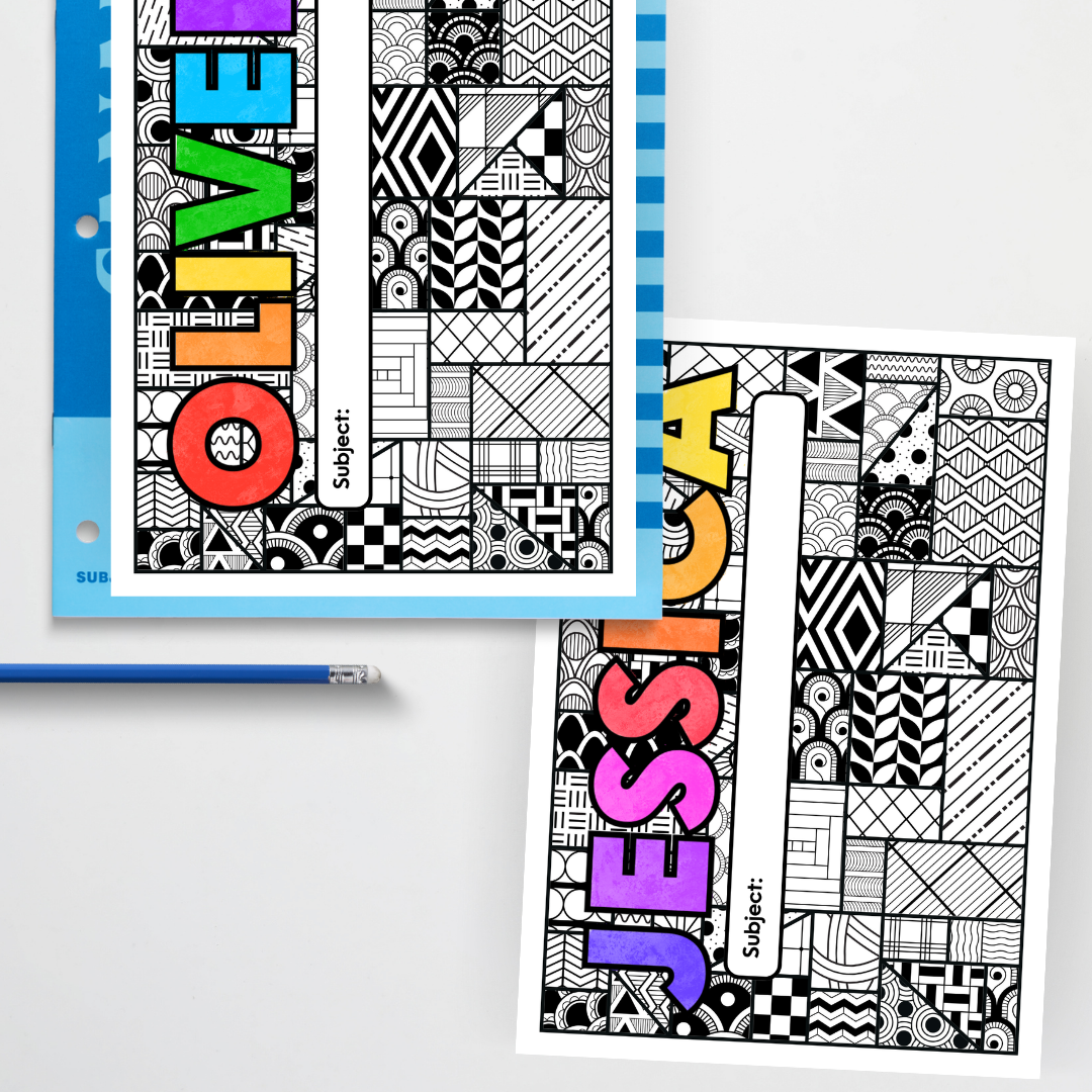 Zentangle Book Cover Art Activity - Back to School Resource