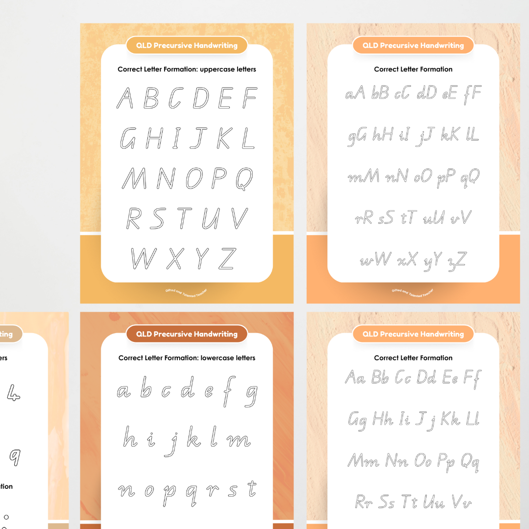 Queensland Precursive Font Handwriting Tracing Mats - Neutral | Gifted ...