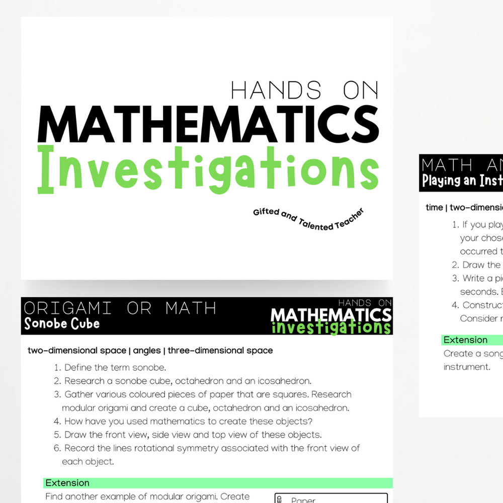 Volume 2: Hands On - Mathematics Investigations | Gifted and Talented ...