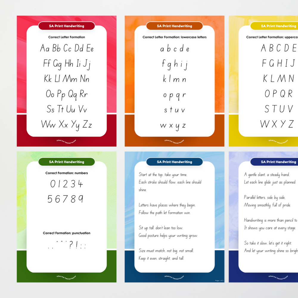 South Australian Print Font Handwriting Posters - Rainbow | Gifted and ...