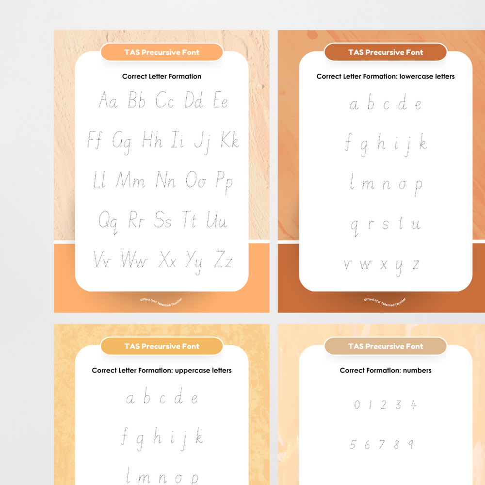 Tasmanian Precursive Font Handwriting Posters - Neutral | Gifted and ...