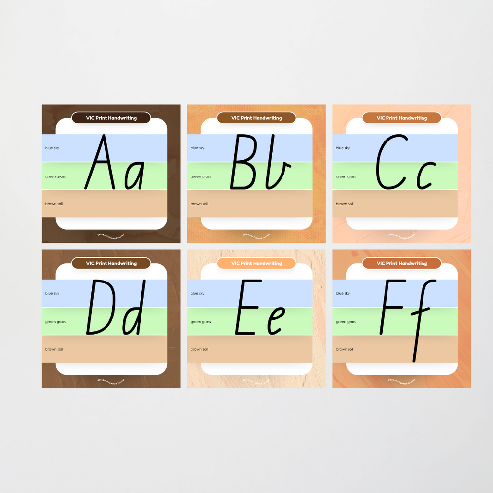 Victorian Print Font: Sky, Grass, Soil Handwriting Posters - Neutral ...