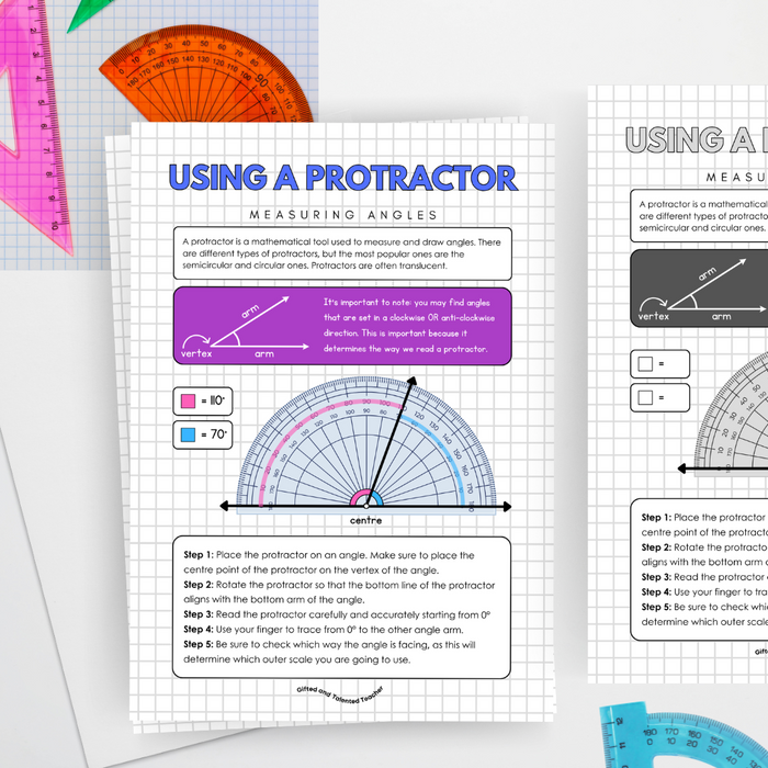 Measuring an angle: using a protractor Poster | Gifted and Talented ...