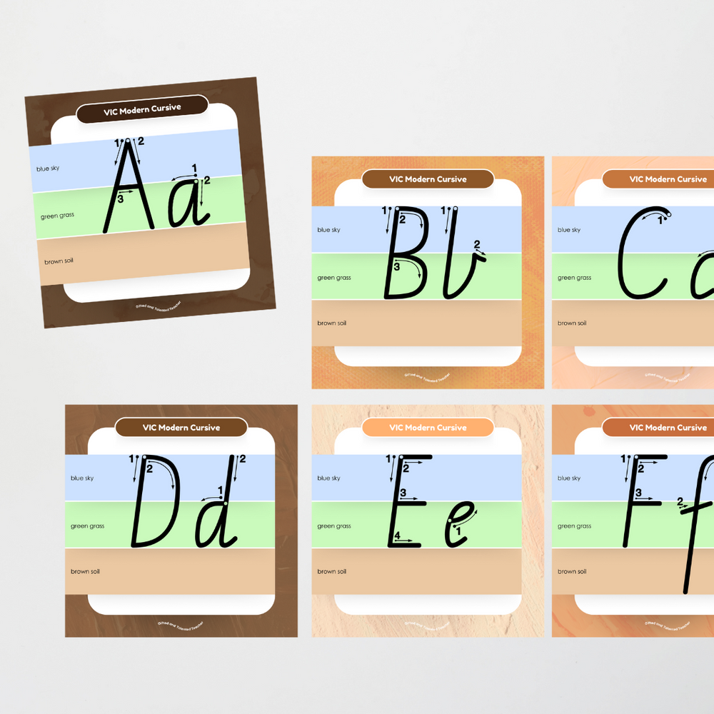 Victorian Modern Cursive Font: Sky, Grass, Soil Handwriting Posters ...