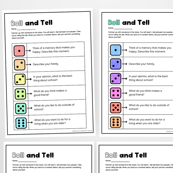 Back to School: Roll and Tell | Gifted and Talented Teacher - Teacher ...