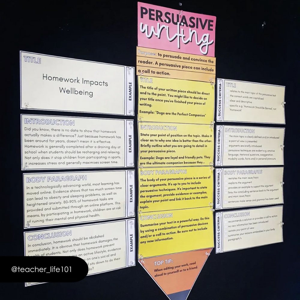 Persuasive Writing Pencil: Examples, Wall Display and Assessment ...