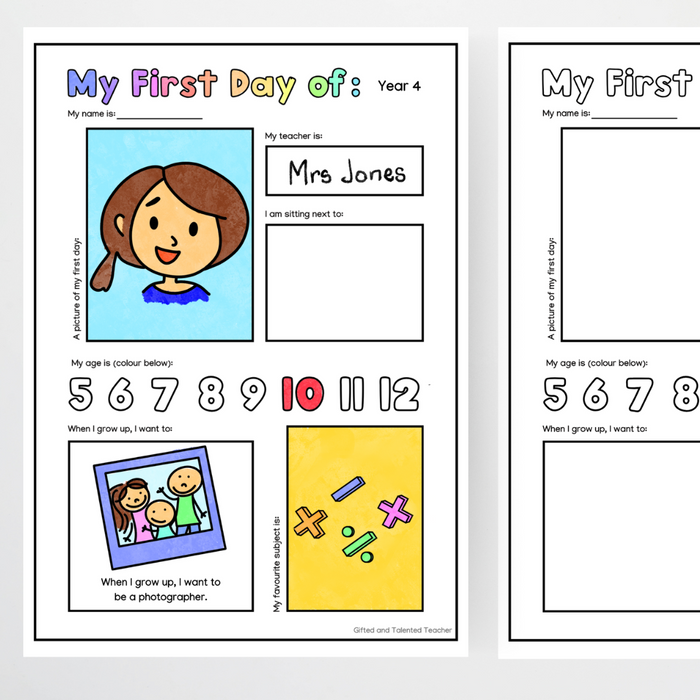 Back to School: My First Day of | Teaching Activities and Resources