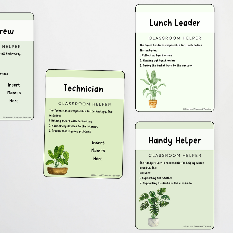 Classroom Jobs - Boho Botanical Classroom Decor | Gifted and Talented ...