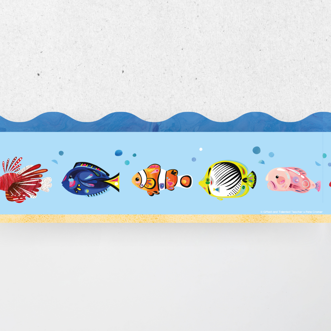 Pete Cromer: Blue Border Set Sea Life Classroom Decor Teacher Resource