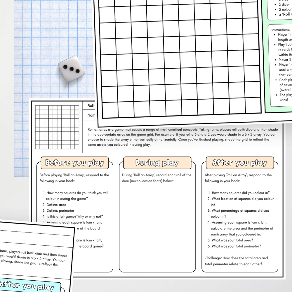 Roll an Array: Bonus Extension Activities | Maths Teaching Activities