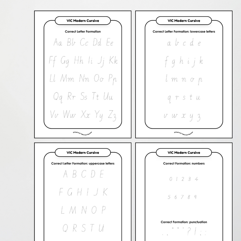 Victorian Modern Cursive Handwriting Tracing Mats - Neutral | Gifted ...