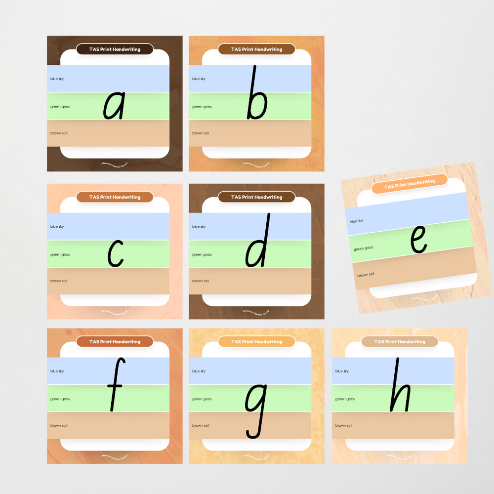 Tasmanian Foundation Font: Sky, Grass, Soil Handwriting Posters