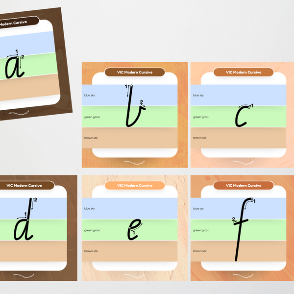 Victorian Modern Cursive Font: Sky, Grass, Soil Handwriting Posters