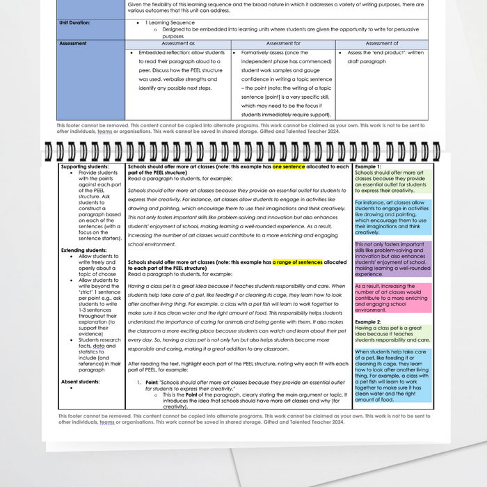 PEEL Paragraph Structure Bundle | Persuasive Purposes | Gifted and ...