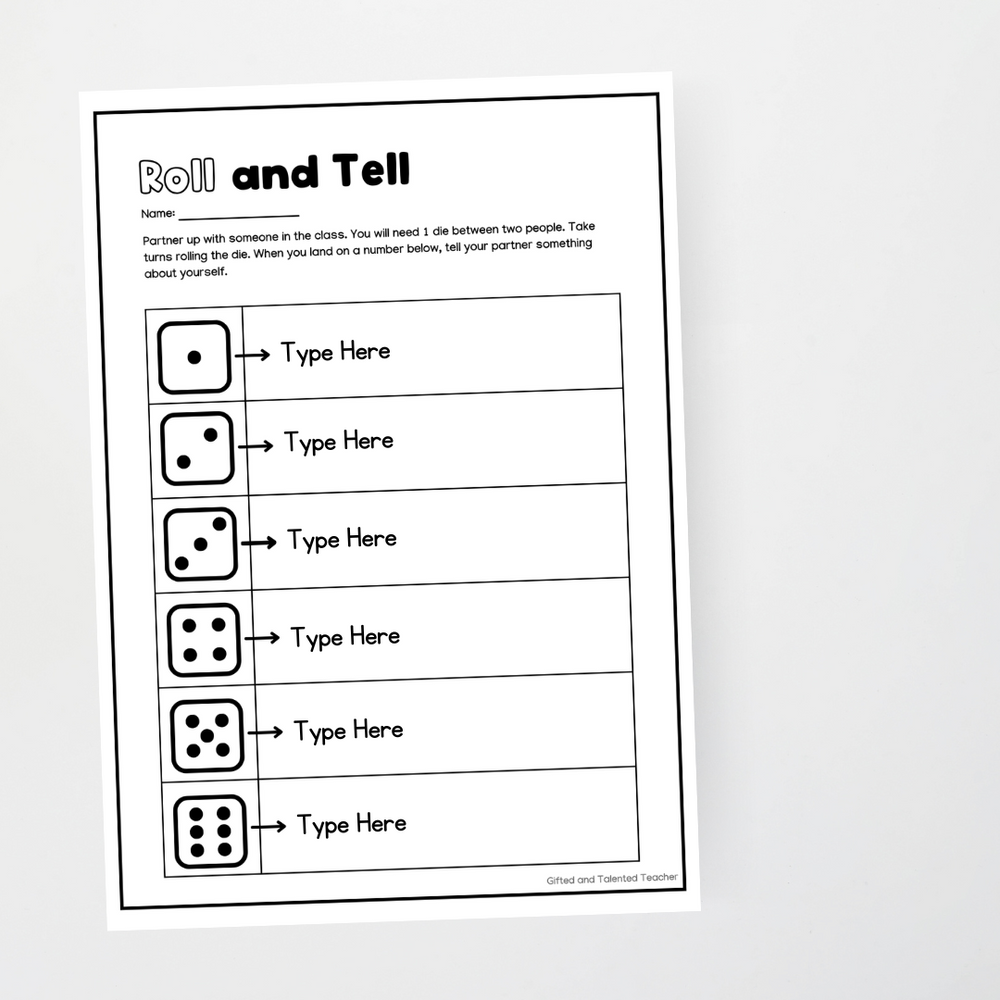 Back to School: Roll and Tell | Gifted and Talented Teacher - Teacher ...