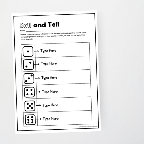 Back to School: Roll and Tell | Gifted and Talented Teacher - Teacher ...