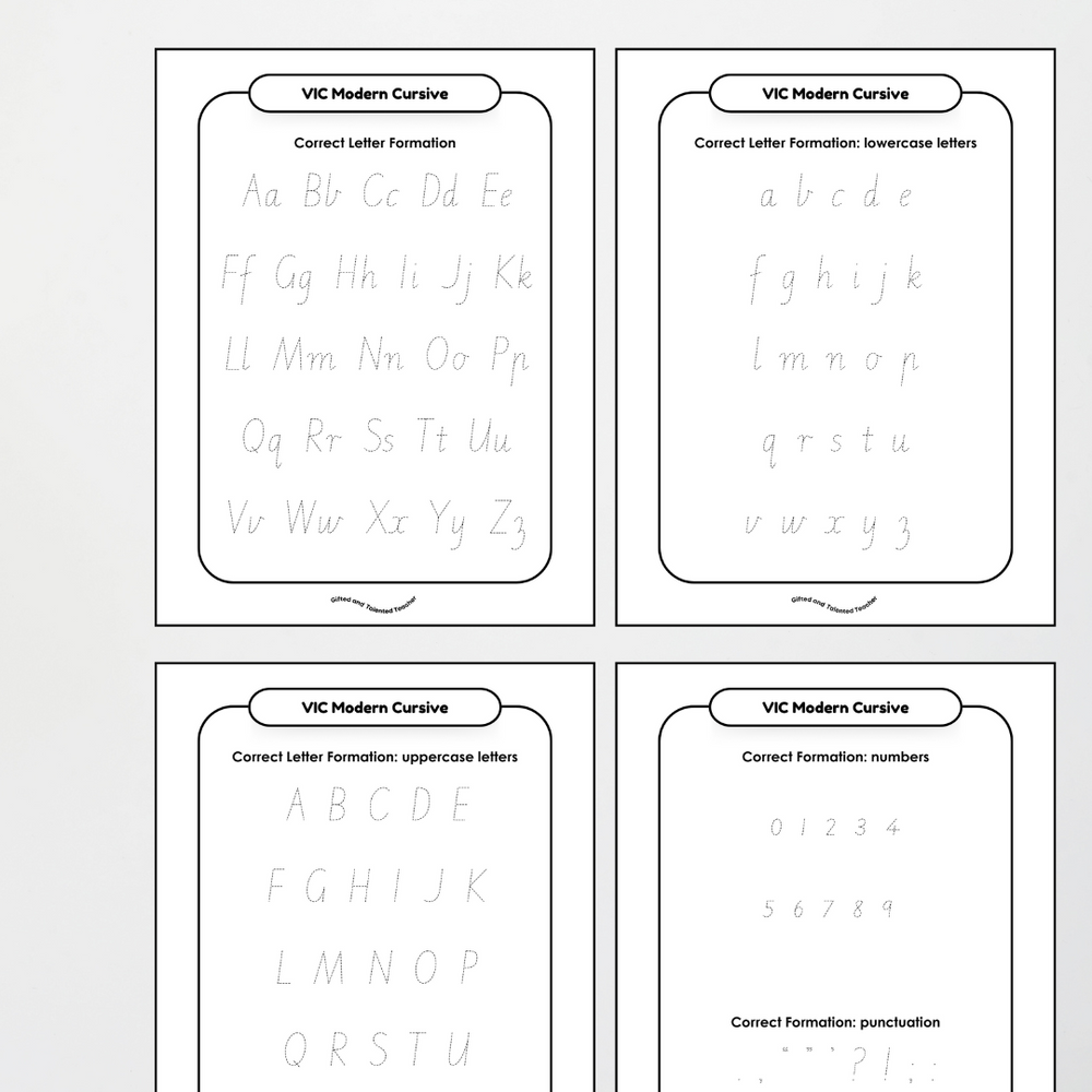 Victorian Modern Cursive Handwriting Tracing Mats - Rainbow | Gifted ...