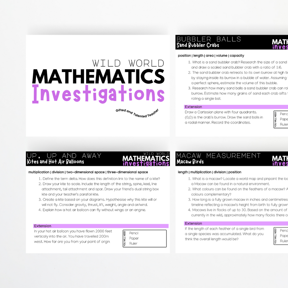Volume 2: Wild World - Mathematics Investigations | Gifted and Talented ...