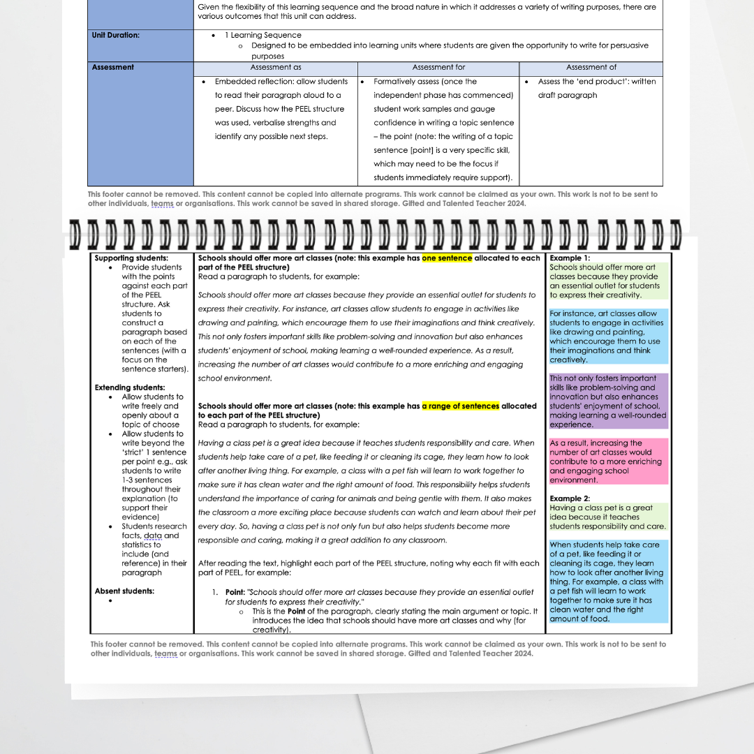 PEEL Paragraph Structure Lesson Sequence | Persuasive Purposes | Gifted ...