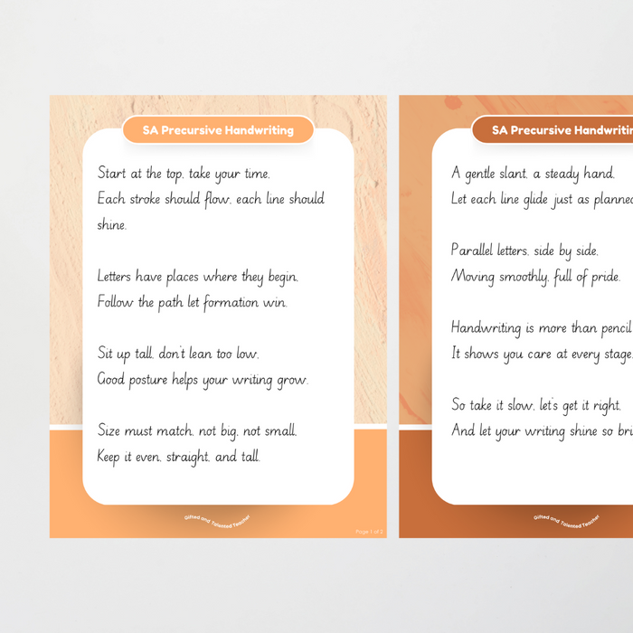 South Australian Precursive Font Handwriting Posters - Neutral
