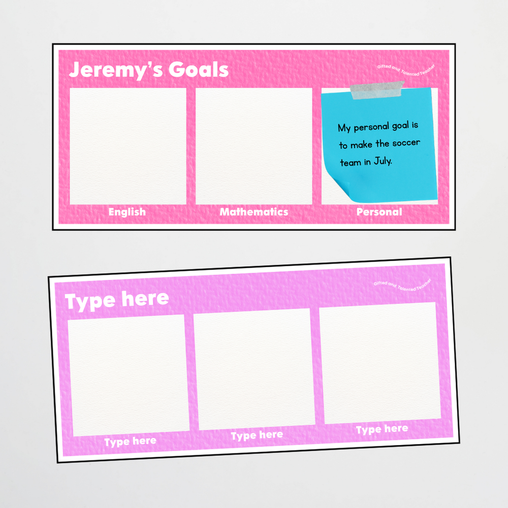 Goal Setting Template: 3 Goals - Radiant Rainbow Classroom Decor