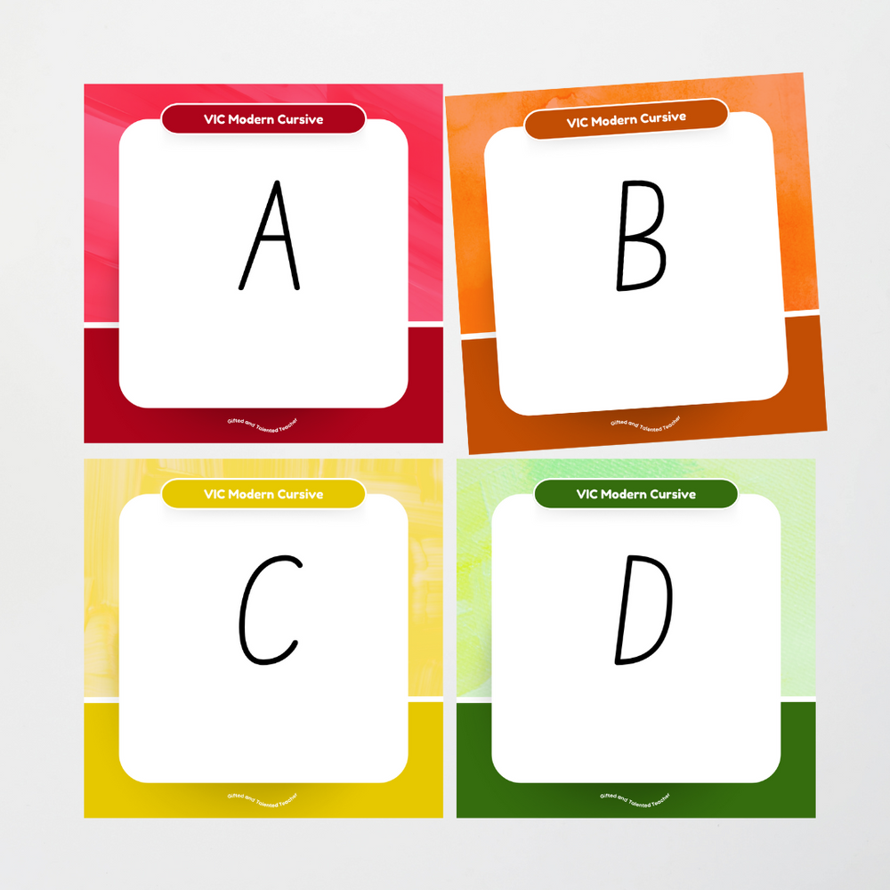 Victorian Modern Cursive Font: Unlined Handwriting Posters - Rainbow ...