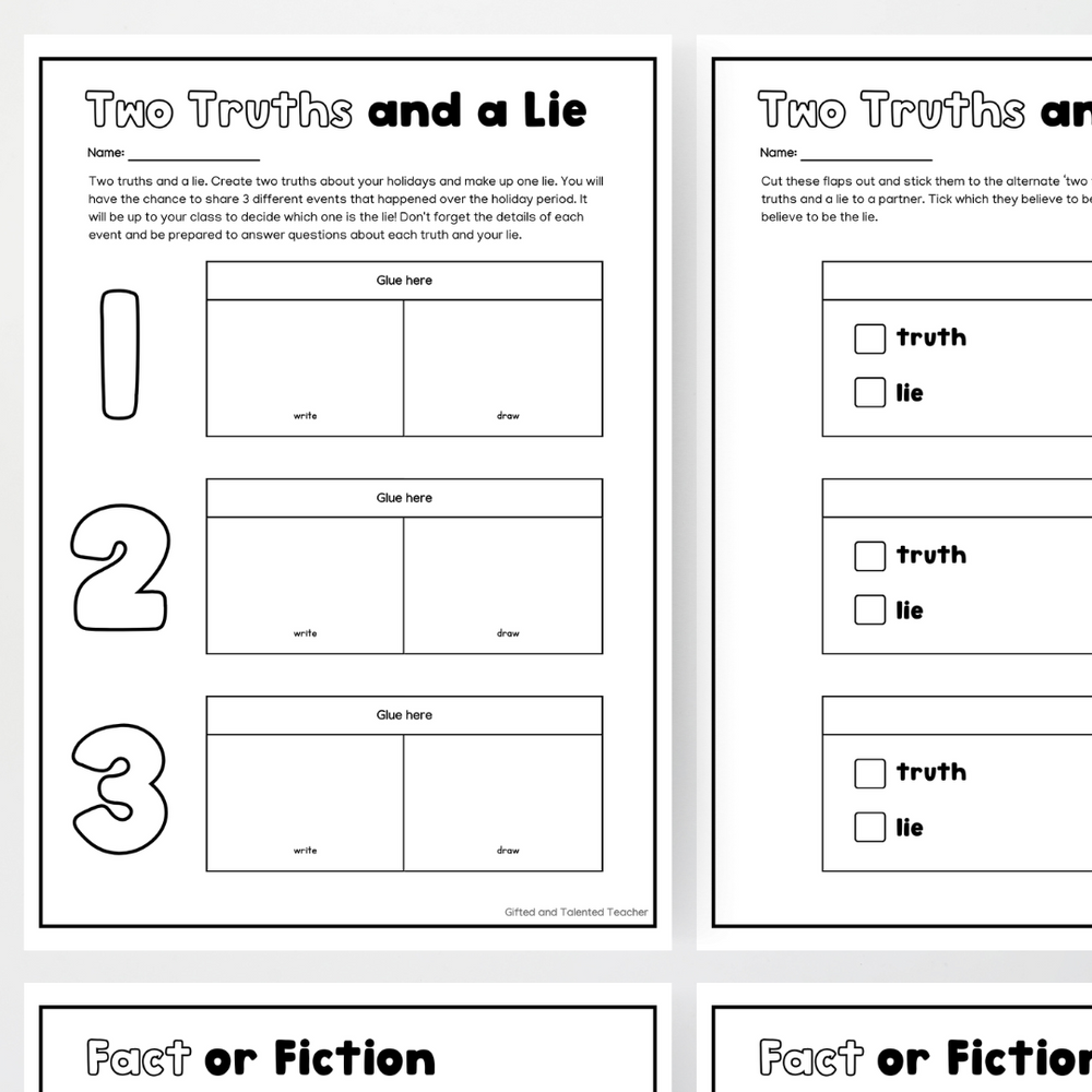 Back to School: Two Truths and a Lie | Gifted and Talented Teacher ...