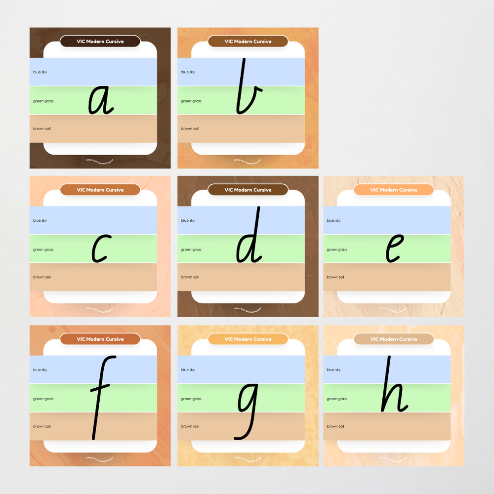 Victorian Modern Cursive Font: Sky, Grass, Soil Handwriting Posters ...